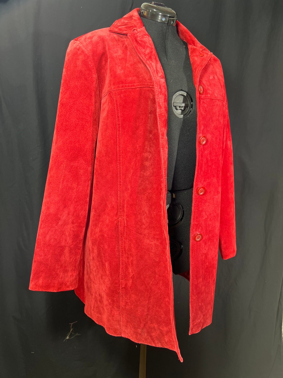 Red Suede 90s Leather Jacket Cherokee Brand 16W Fantastic Plus Size ...