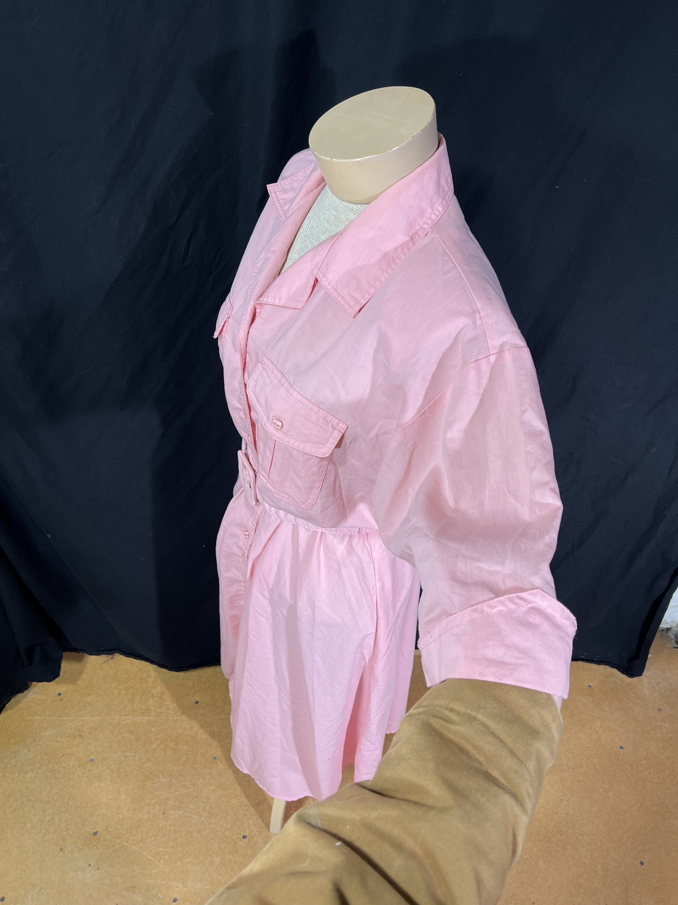 Cute Light, Pink Button-down Shirt Dress With Cuffed Sleeves Made by ...