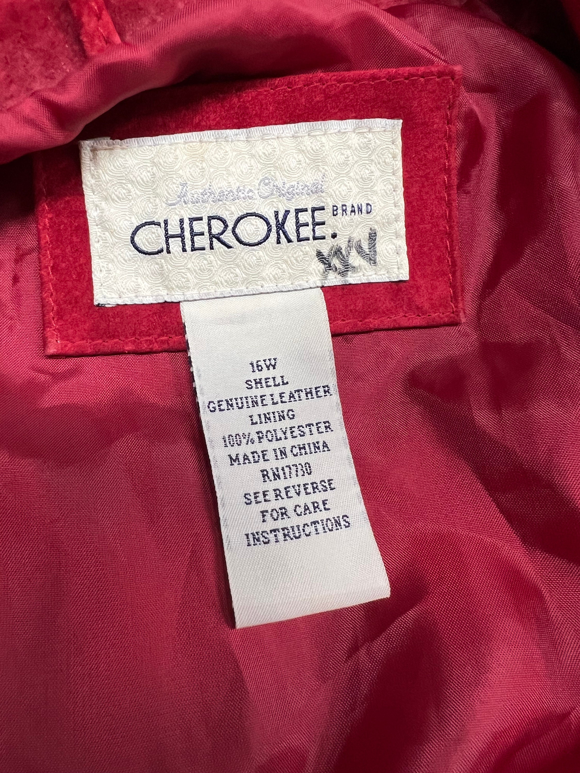 Red Suede 90s Leather Jacket Cherokee Brand 16W Fantastic Plus Size ...