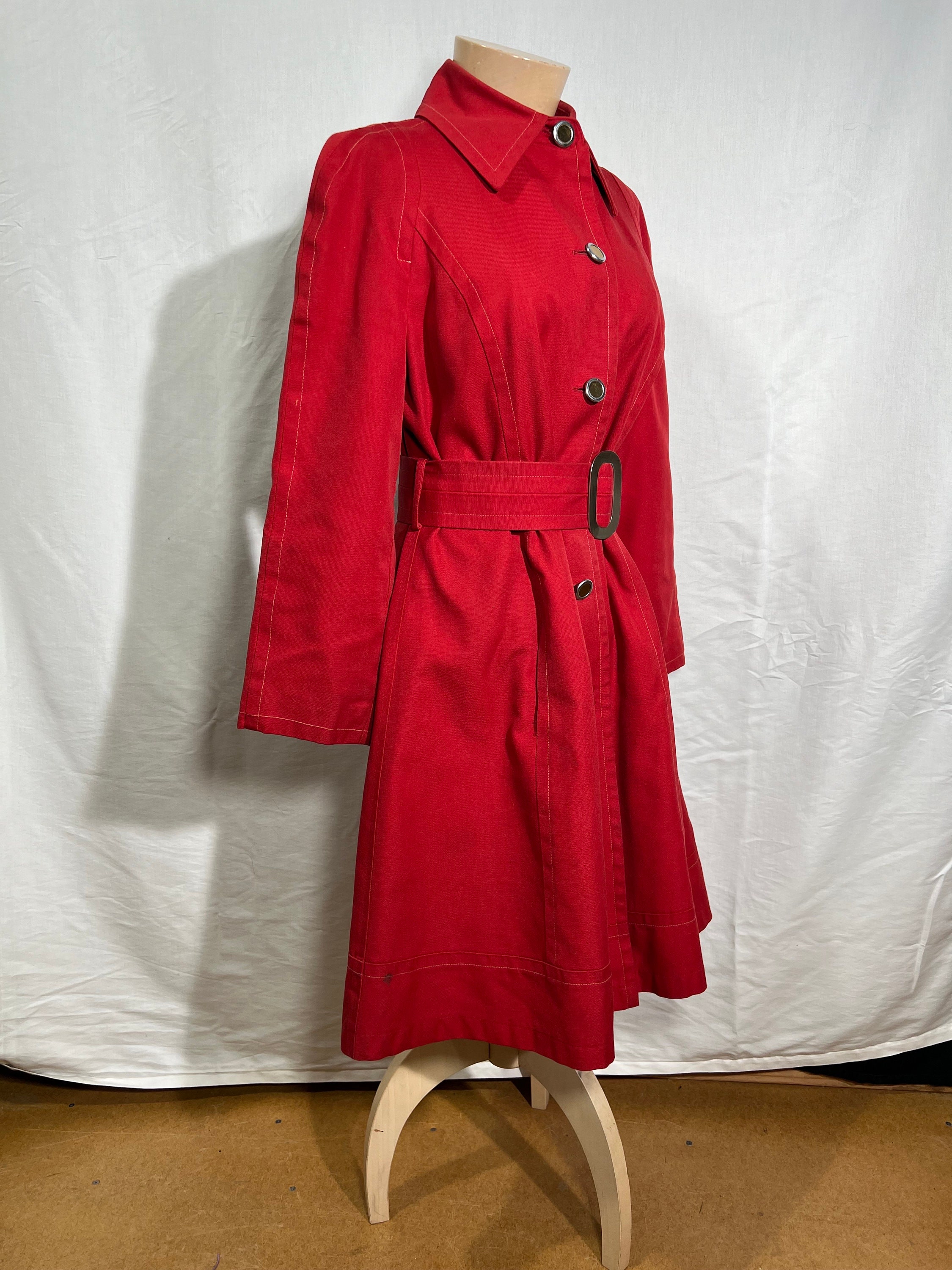 Vintage 1970s, 1980s London Fog Red Jacket With Matching Belt and Brass ...