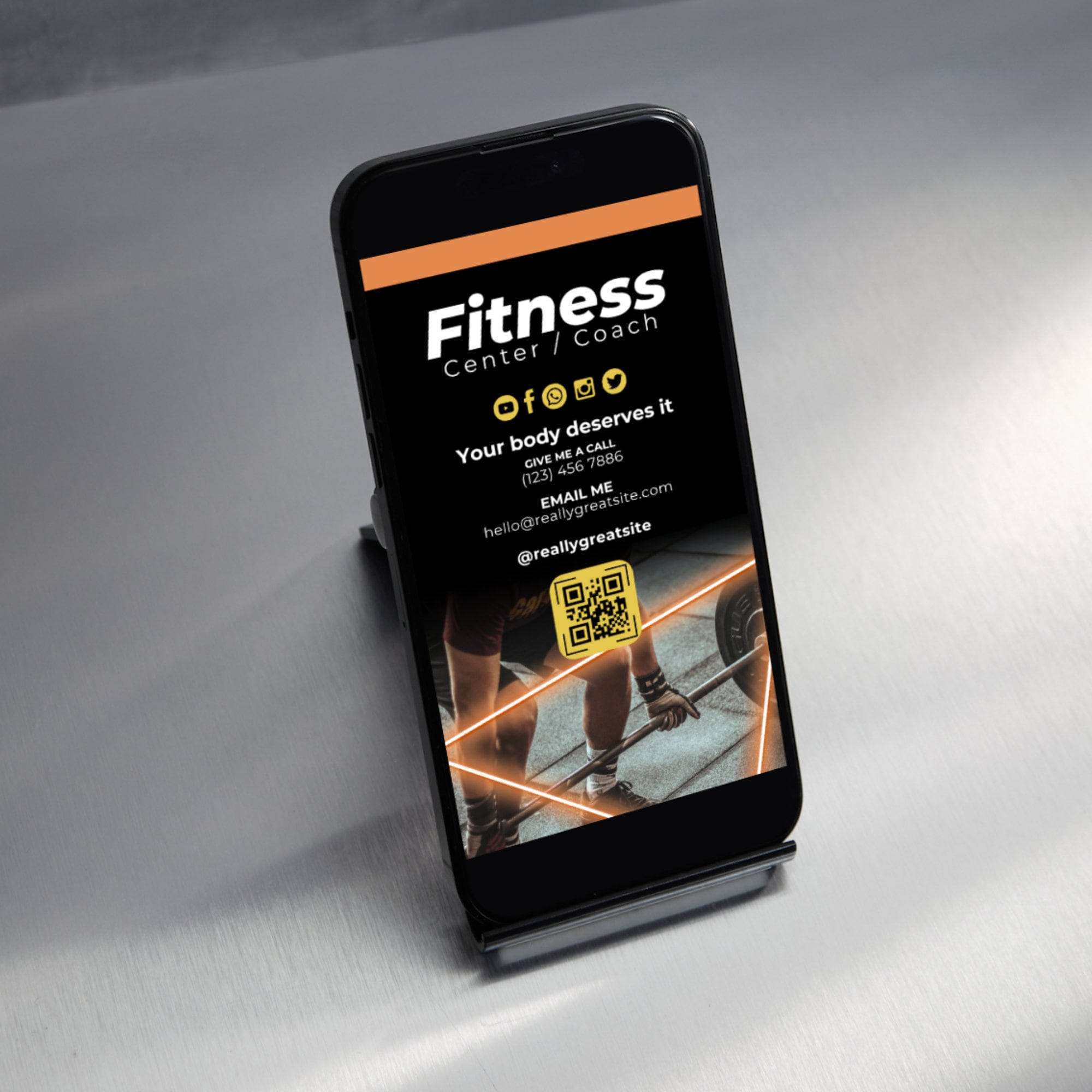 QR Code Digital Business Card Bundle, Fitness Coach Business Card, QR ...