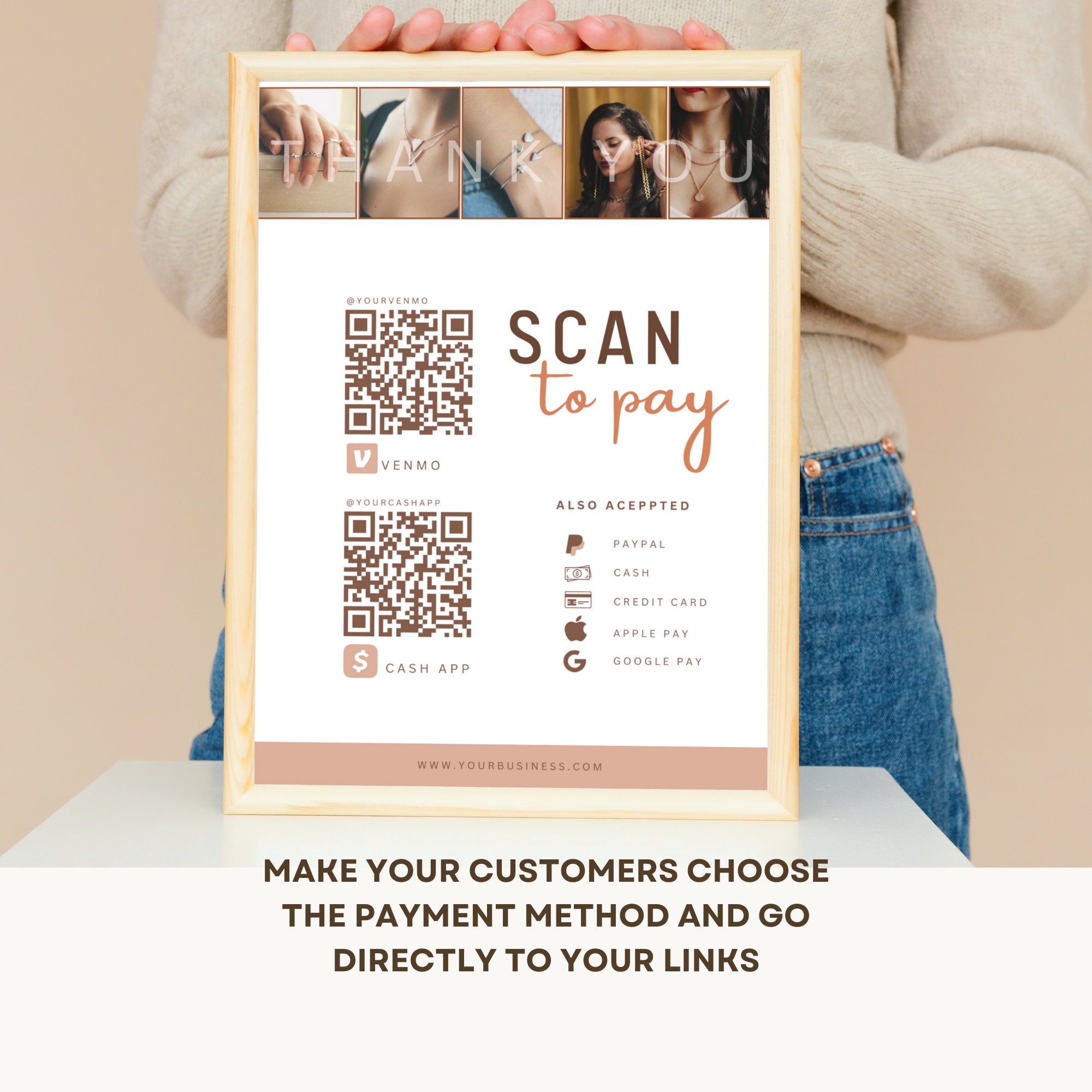 Jewelry Scan to Pay Sign, QR Code Sign, Printable Payment Sign, Scan to ...