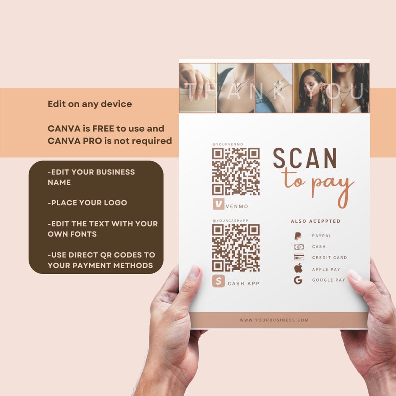 Jewelry Scan to Pay Sign, QR Code Sign, Printable Payment Sign, Scan to ...