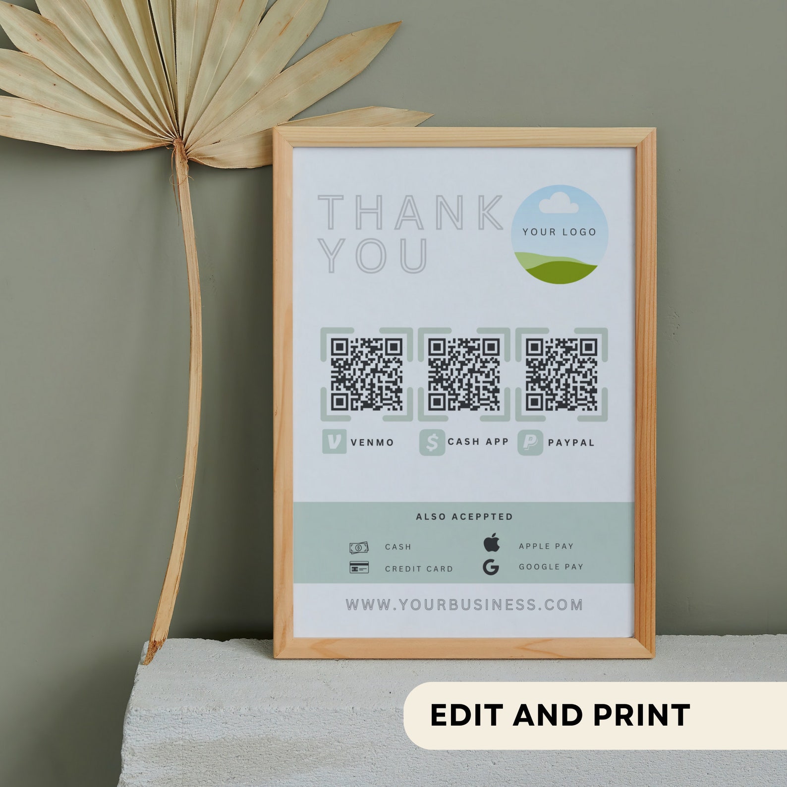 Scan to Pay Sign, QR Code Pay Sign, Printable Payment Sing, Editable ...