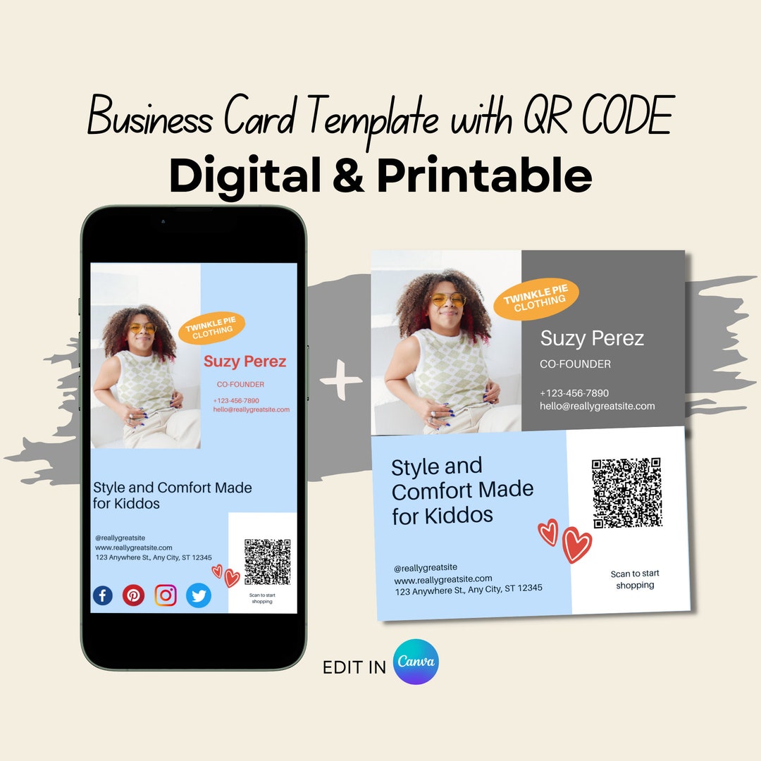 Qr Code Digital Business Card Printable Business Card - Etsy