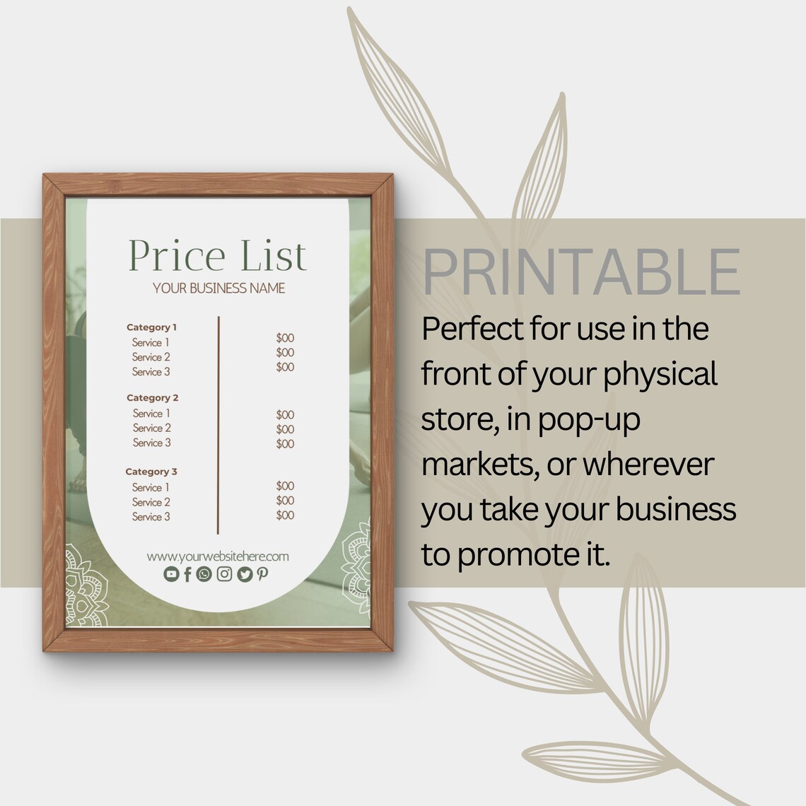 Price List, Price List Template, Digital & Printable, Business Price ...