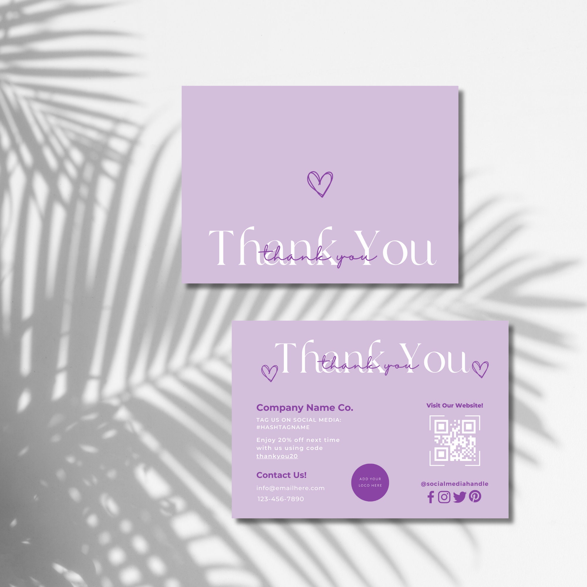 Small Business Thank You Card Template, QR Code Business Card, Digital ...