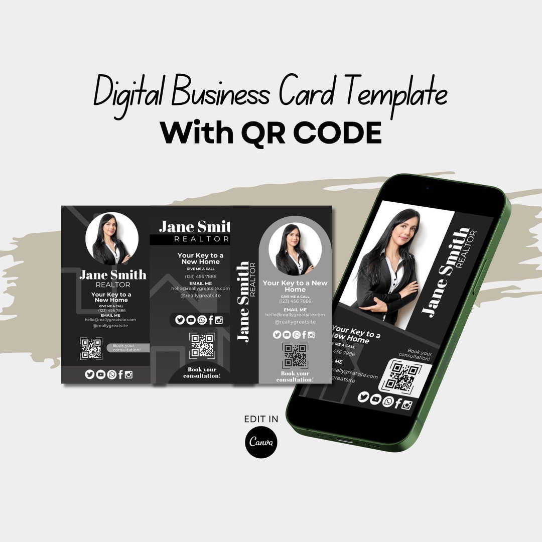 QR Code Digital Business Card Bundle, Fitness Coach Business Card, QR ...