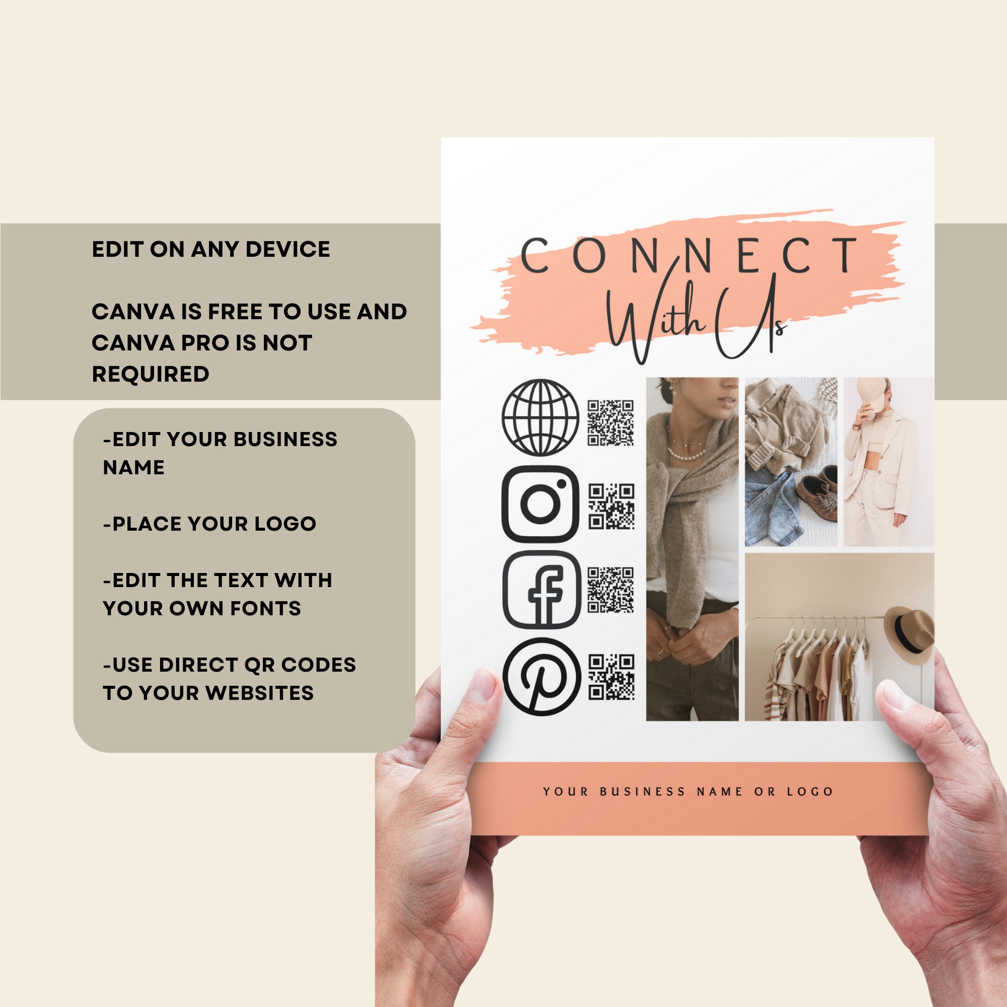 Boutique Business Sign Template, Social Media Sign, QR Code Sign ...
