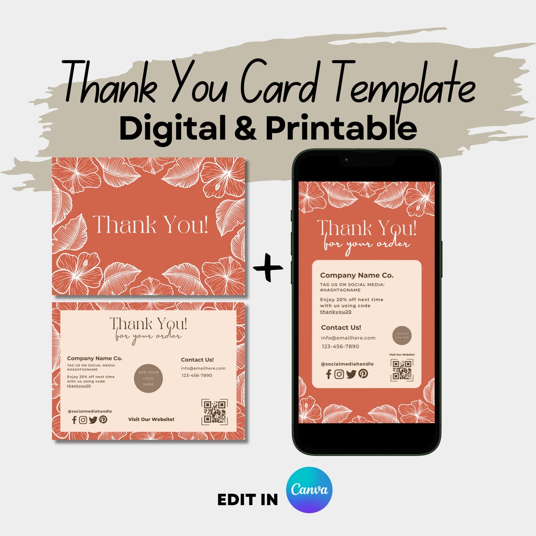 Groovy Retro Thank You Card Editable Template, Thanks for Your Purchase ...