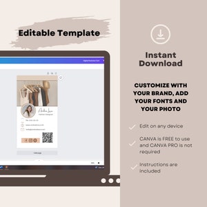 Fashion Designer Business Card, DIGITAL BUSINESS Card Template With QR ...