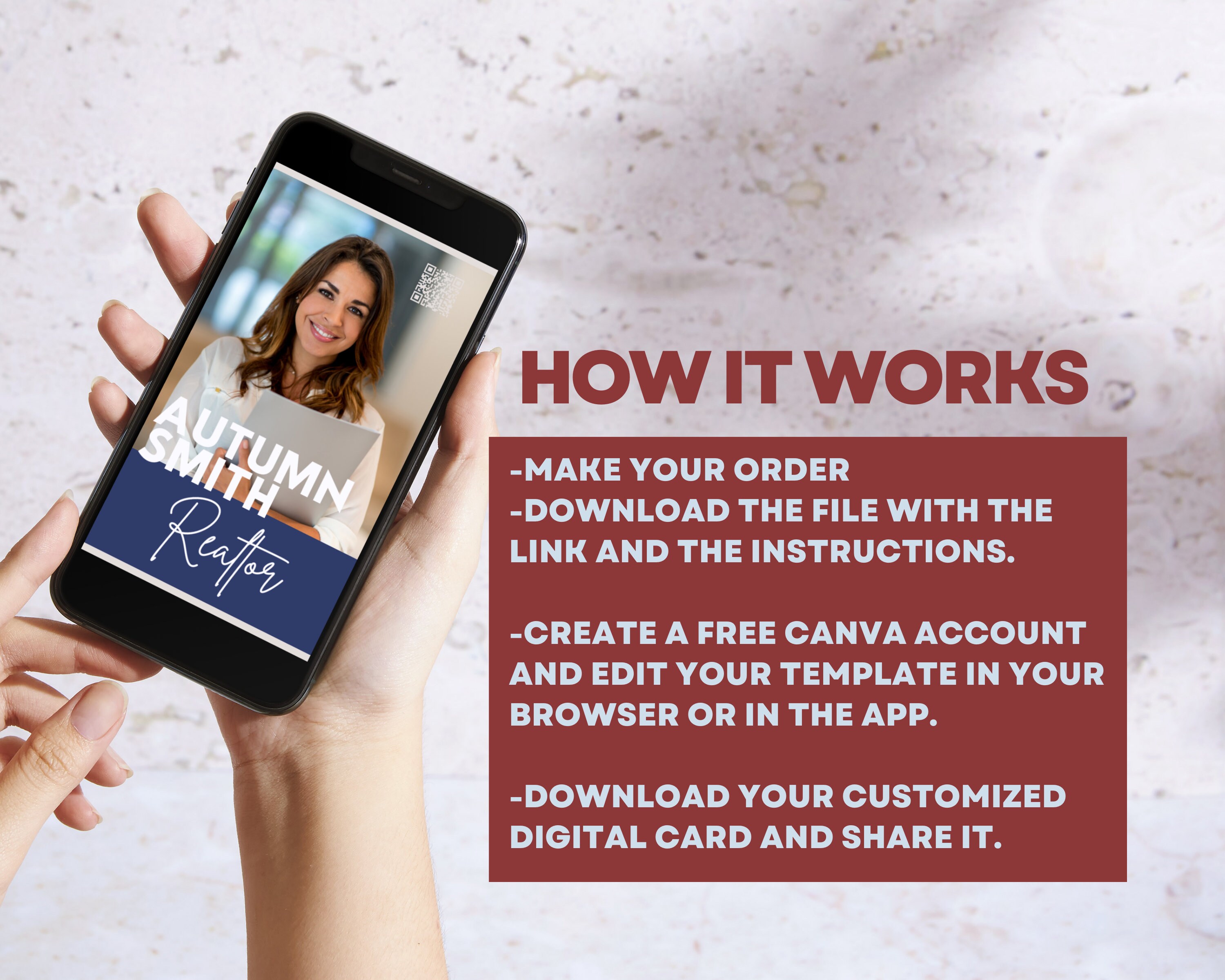 Realtor Digital Business Card, QR Code Save My CONTACT CARD, Contact ...