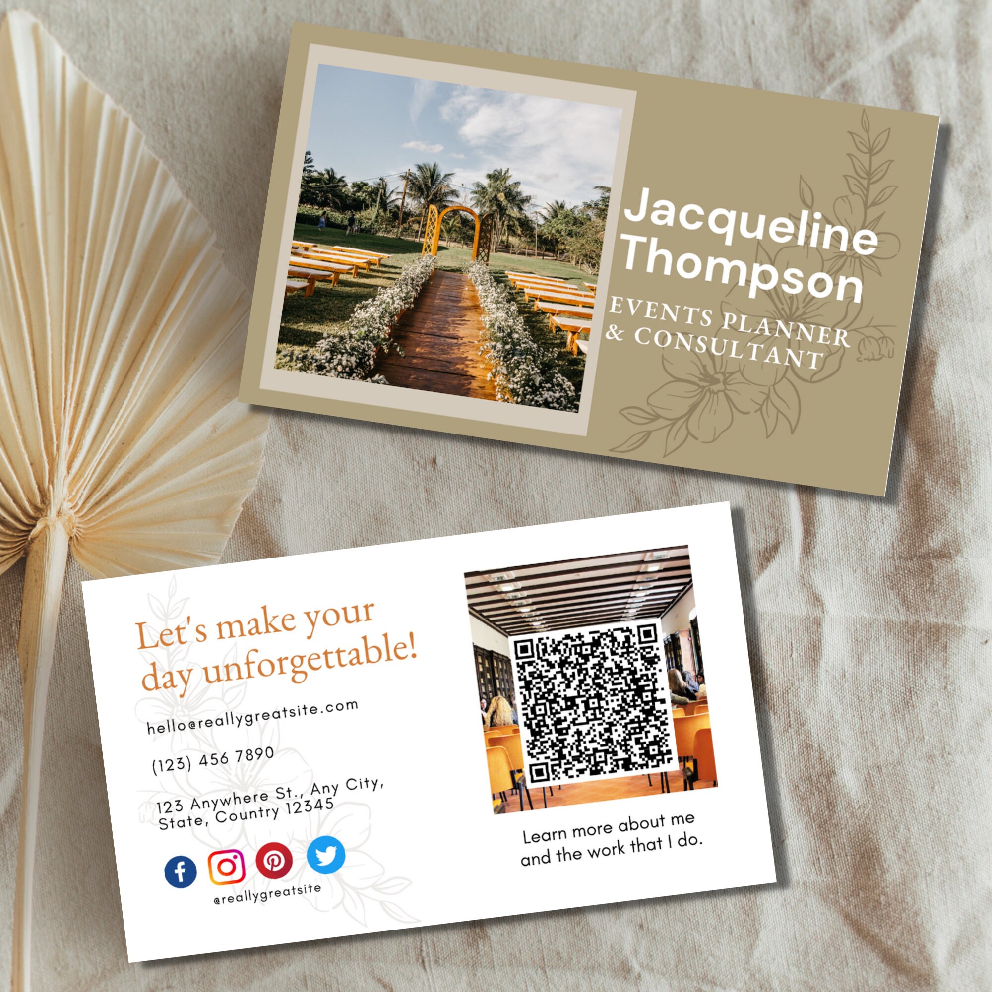 Event Planner Business Card, Digital & Printable QR Code Business Card ...