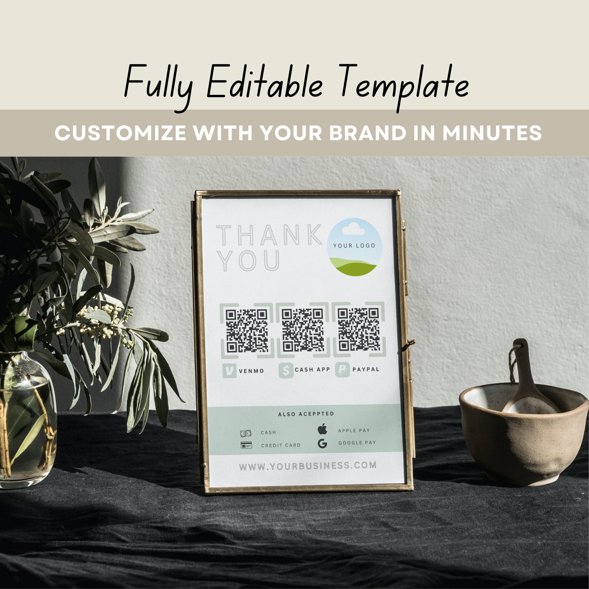 Scan to Pay Sign, QR Code Pay Sign, Printable Payment Sing, Editable ...