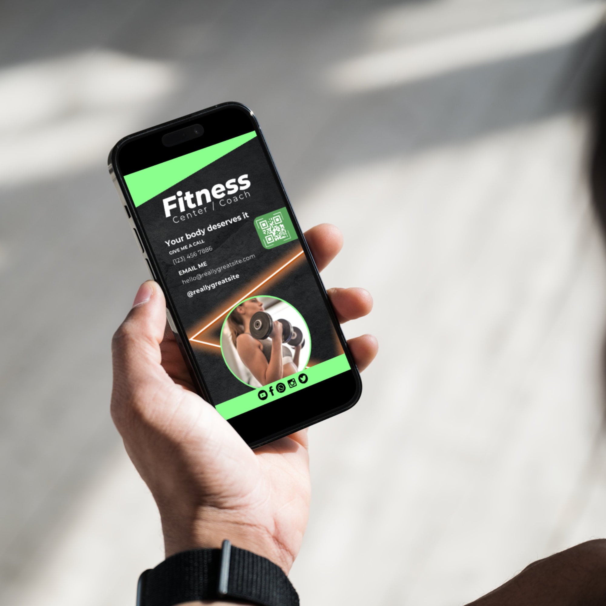 QR Code Digital Business Card Bundle, Fitness Coach Business Card, QR ...