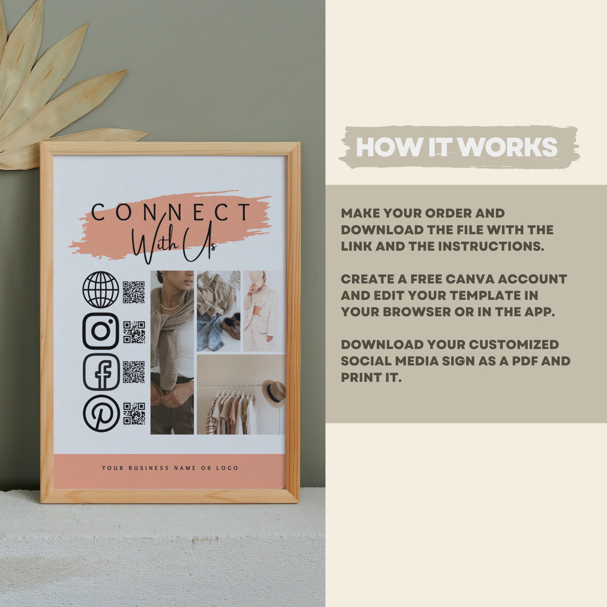 Boutique Business Sign Template, Social Media Sign, QR Code Sign ...