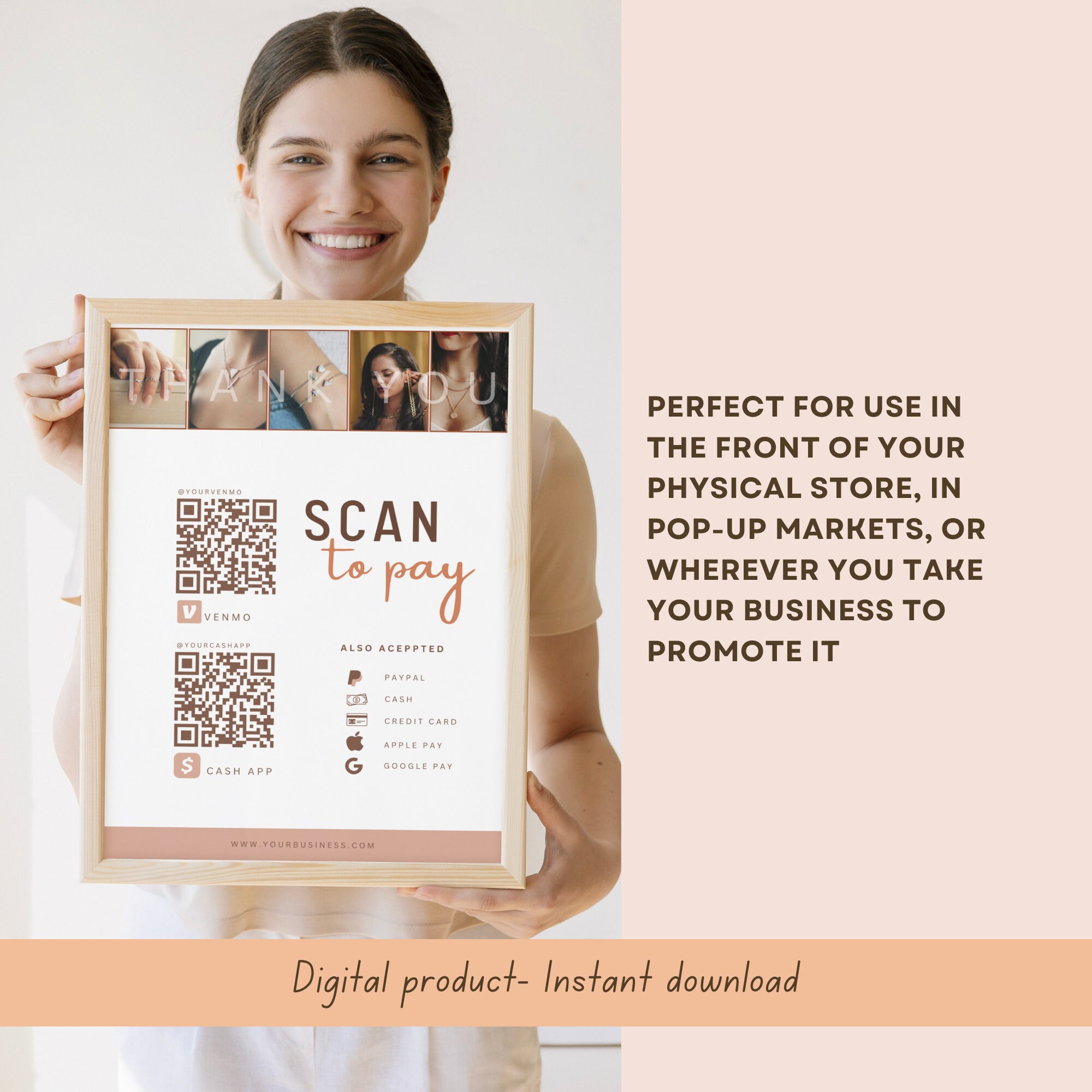 Jewelry Scan to Pay Sign, QR Code Sign, Printable Payment Sign, Scan to ...