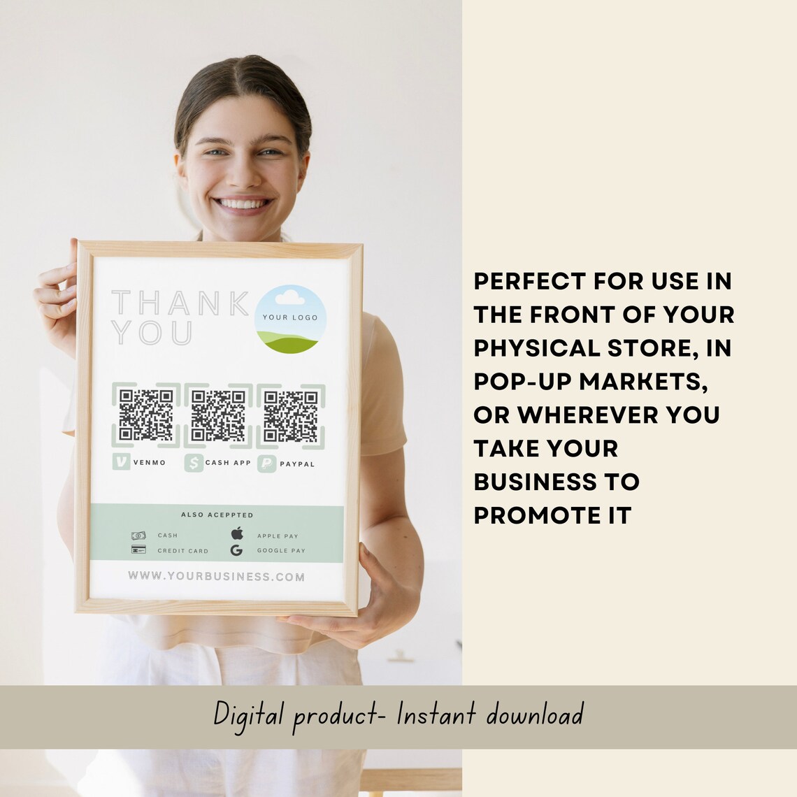 Scan to Pay Sign, QR Code Pay Sign, Printable Payment Sing, Editable ...