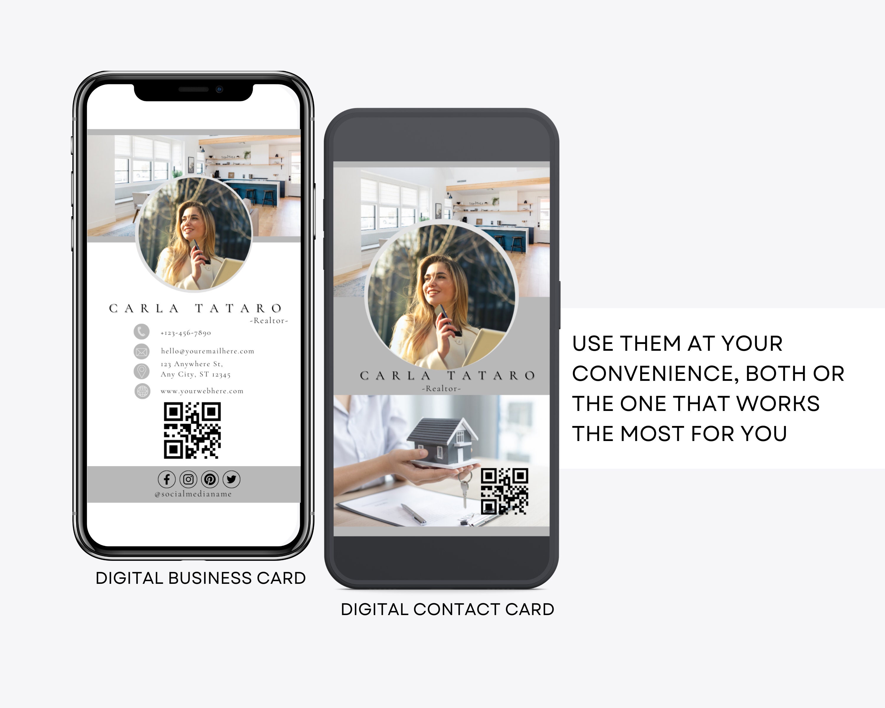 Realtor Digital Business Card Template With QR Code & - Etsy