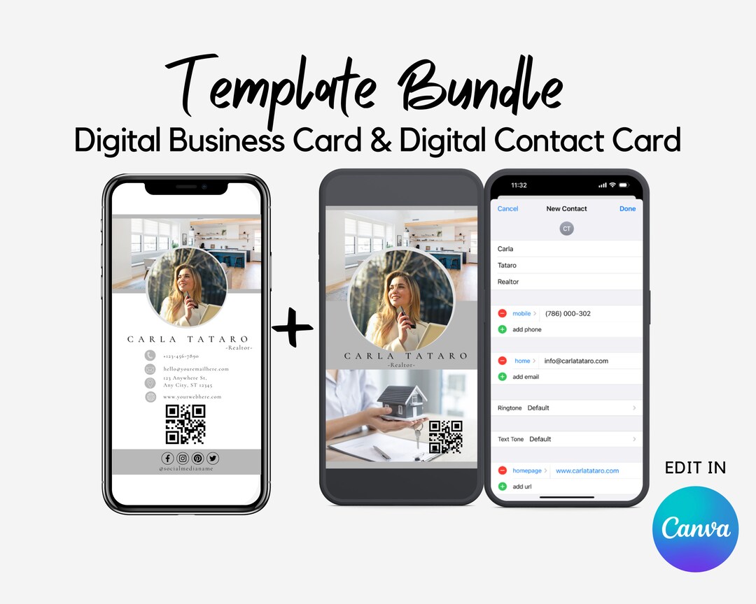 Realtor Digital Business Card Template With QR Code & - Etsy
