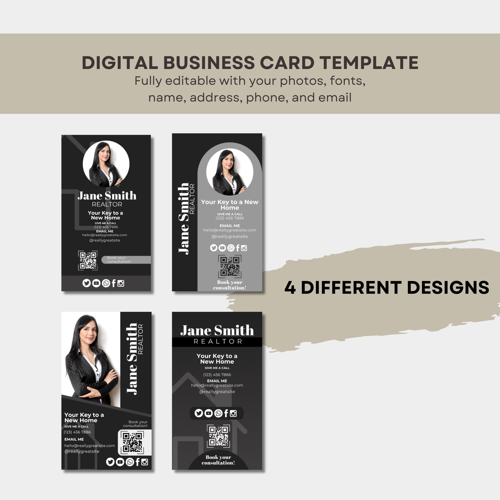 QR Code Digital Business Card Bundle, Fitness Coach Business Card, QR ...