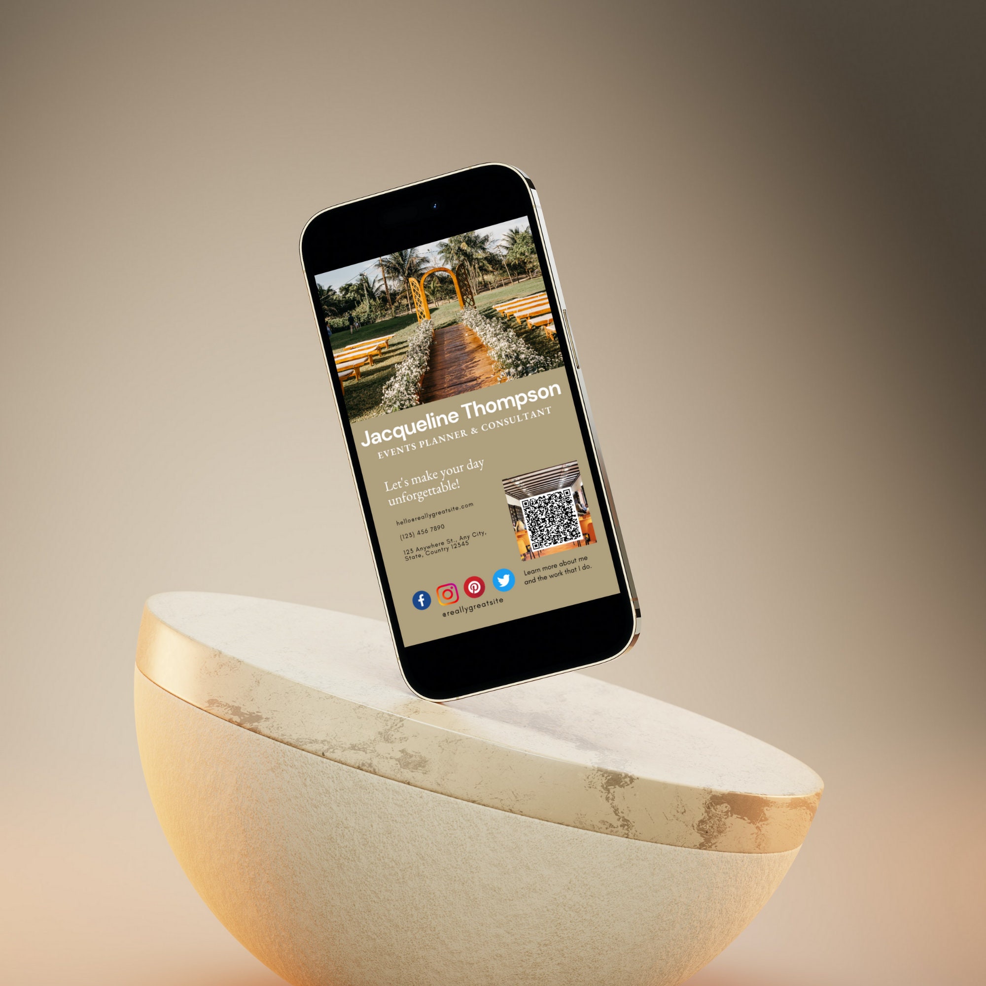 Event Planner Business Card, Digital & Printable QR Code Business Card ...