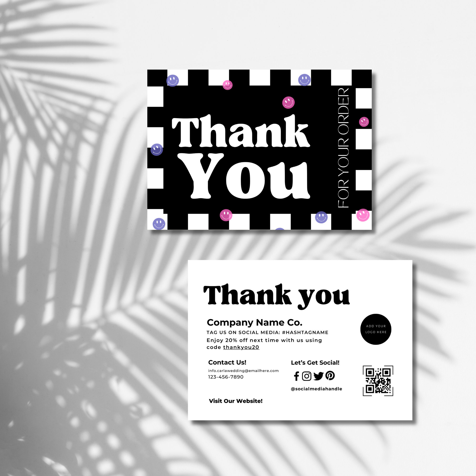 Small Business Thank You Card Template, QR Code Business Card, Digital ...