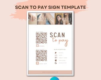 Simple Scan to Pay Template, QR Code Template, Venmo QR Code Sign, Cash ...