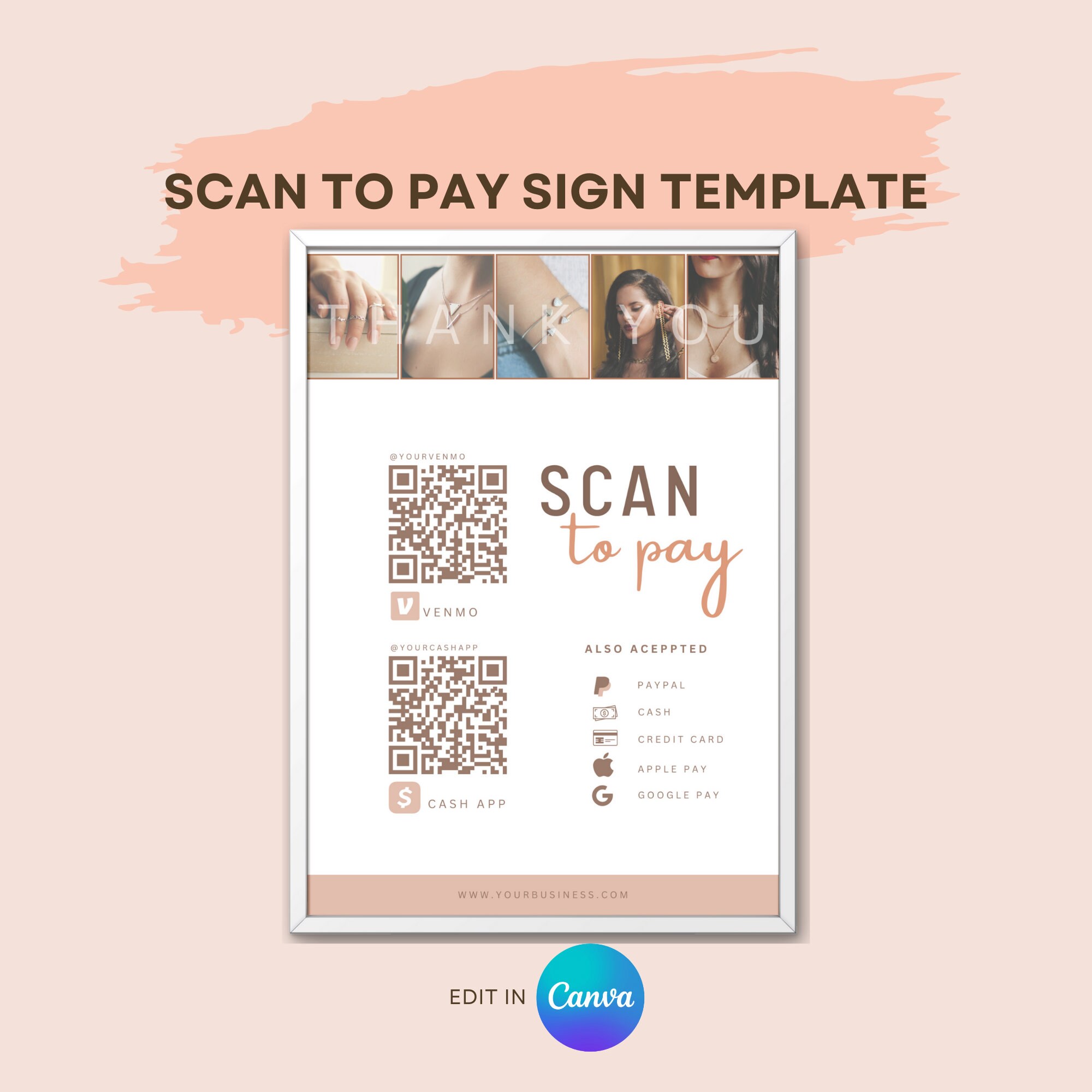 Jewelry Scan to Pay Sign, QR Code Sign, Printable Payment Sign, Scan to ...