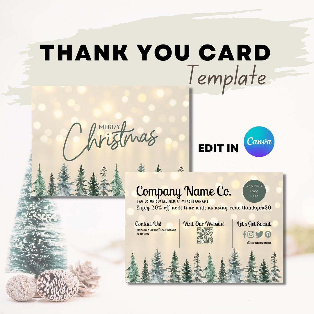 Holiday Thank You Card, Editable Canva Template, QR Code Thank You Card ...