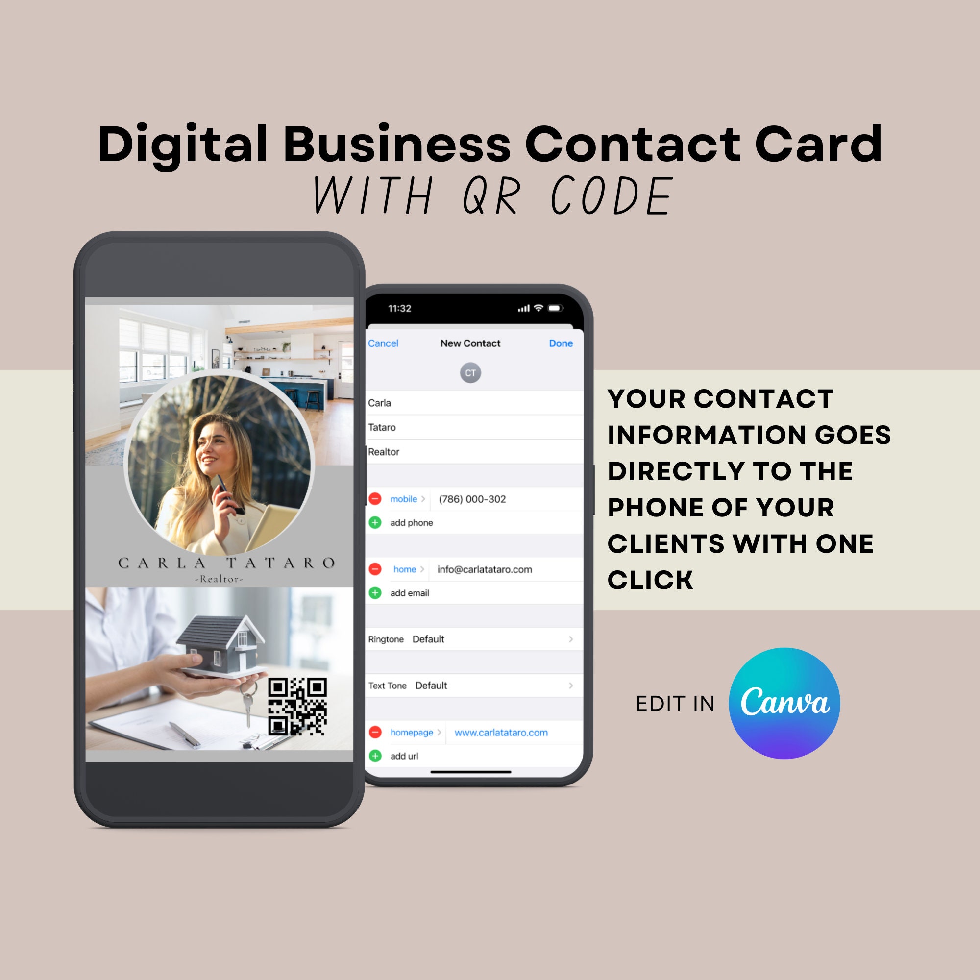 QR Code Save My CONTACT CARD, Digital Business Card, Template Design ...