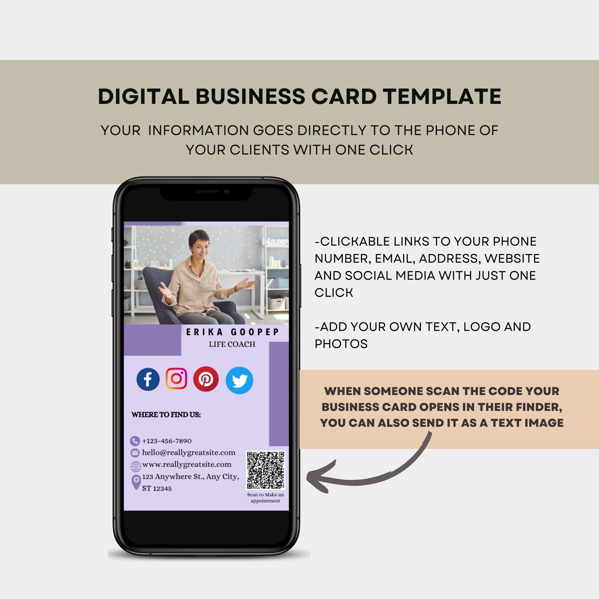 Digital & Printable QR Code Business Card Business Card - Etsy