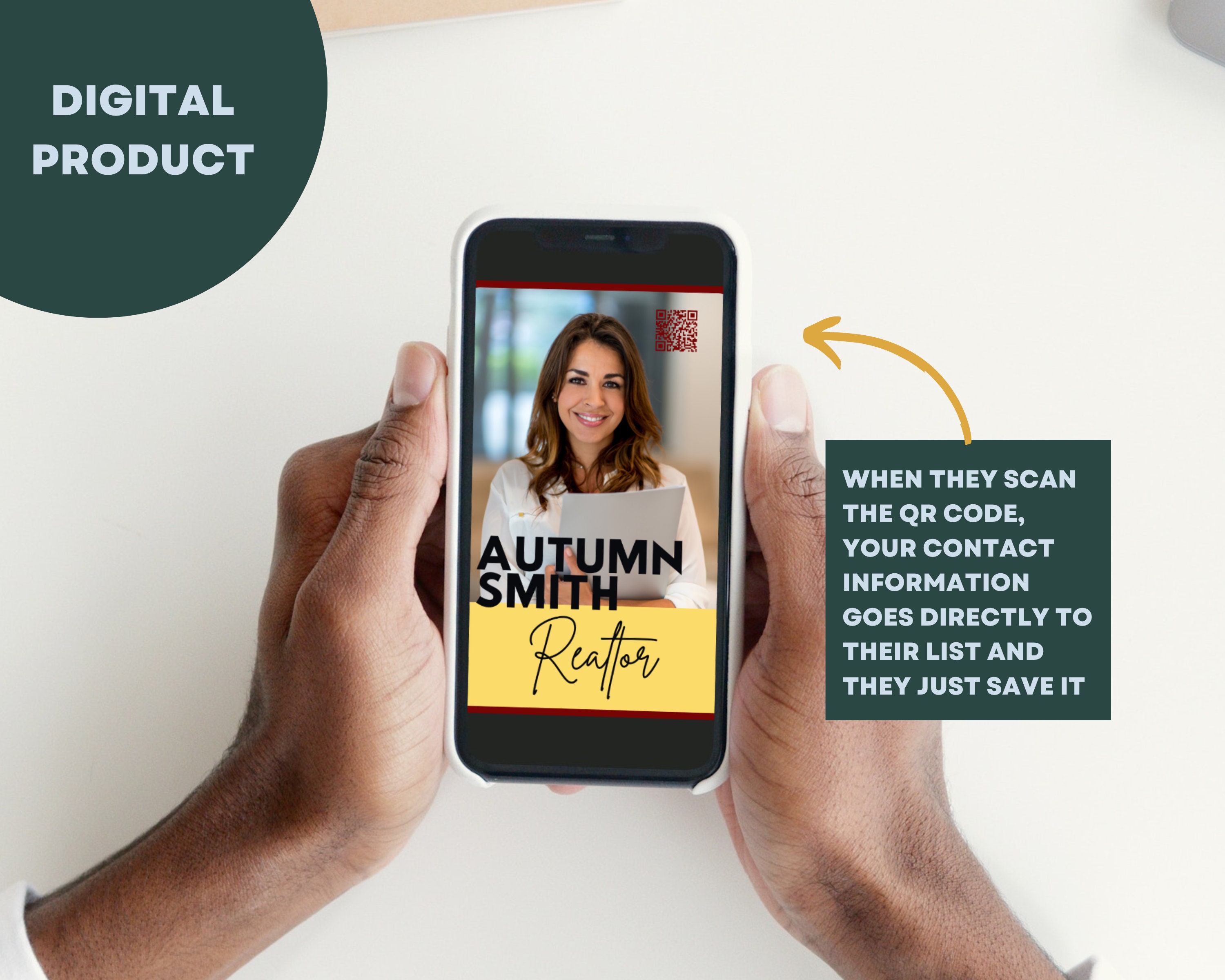 Realtor Digital Business Card, QR Code Save My CONTACT CARD, Contact ...