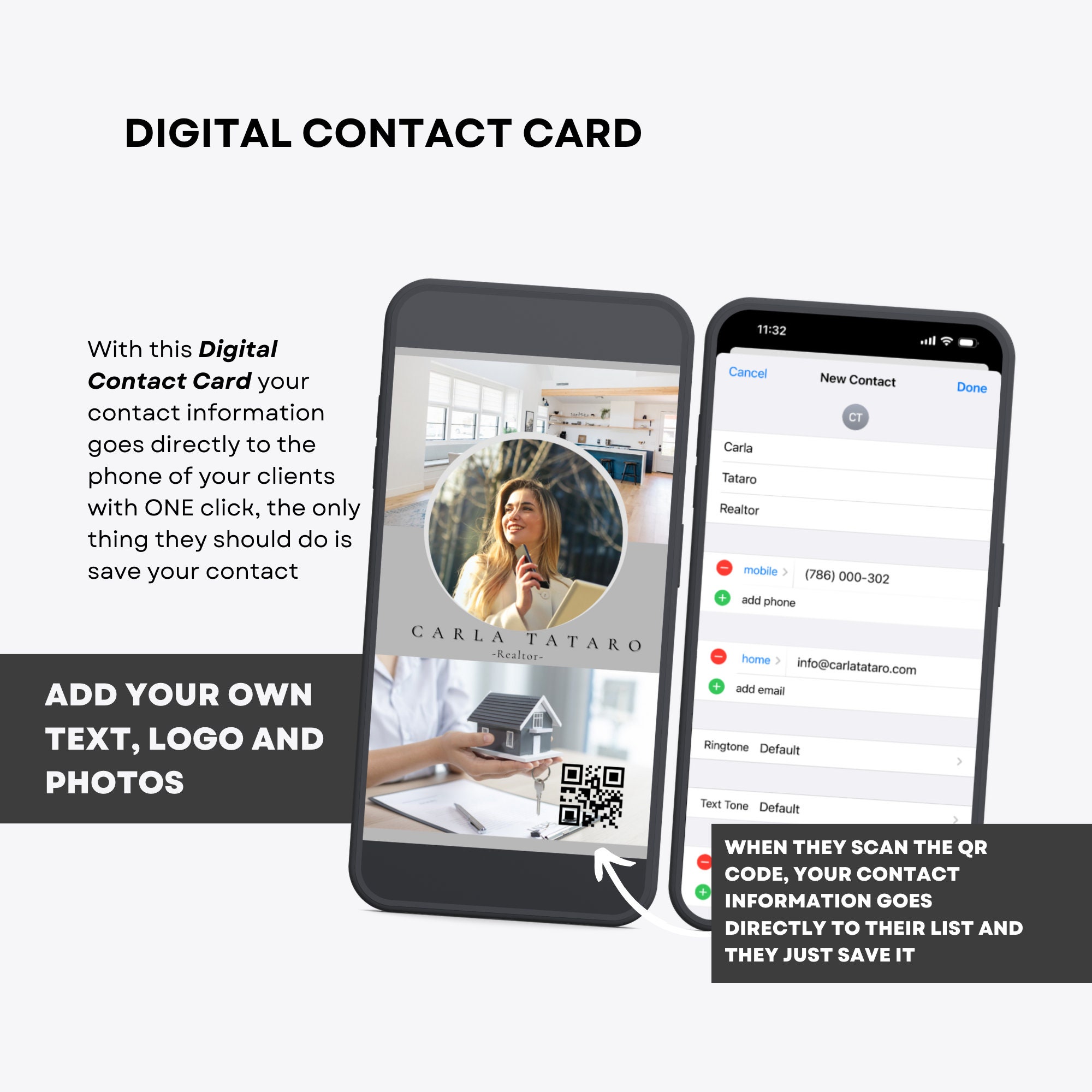 Realtor Digital Business Card Template: QR Code, Clickable Links (canva ...