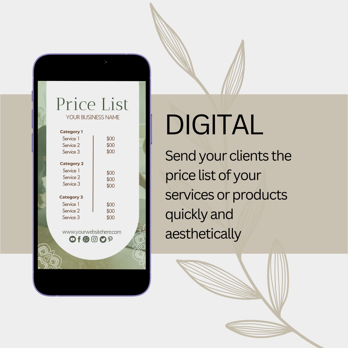 Price List, Price List Template, Digital & Printable, Business Price ...