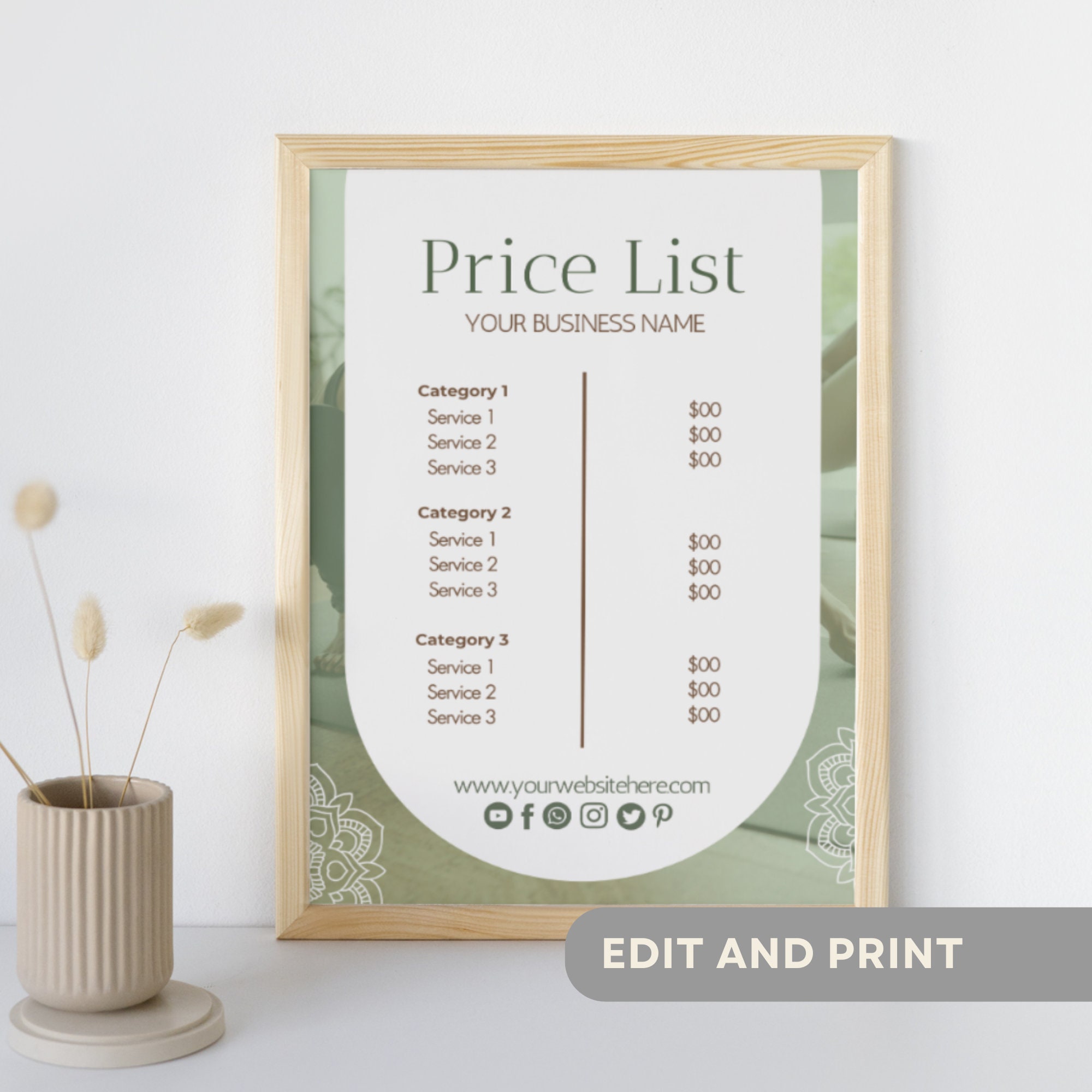 Price List, Price List Template, Digital & Printable, Business Price ...