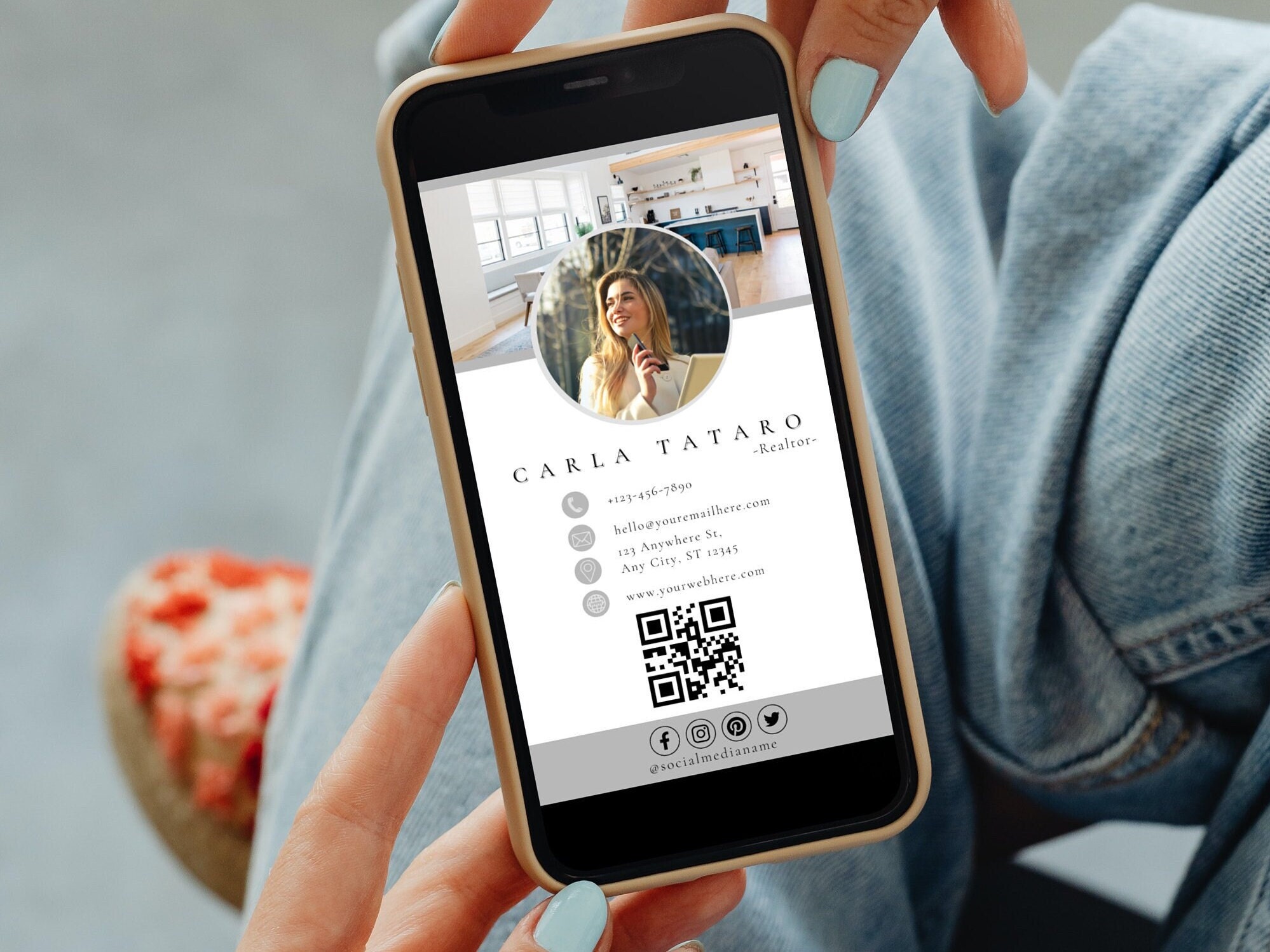 Realtor Digital Business Card Template With QR Code & - Etsy