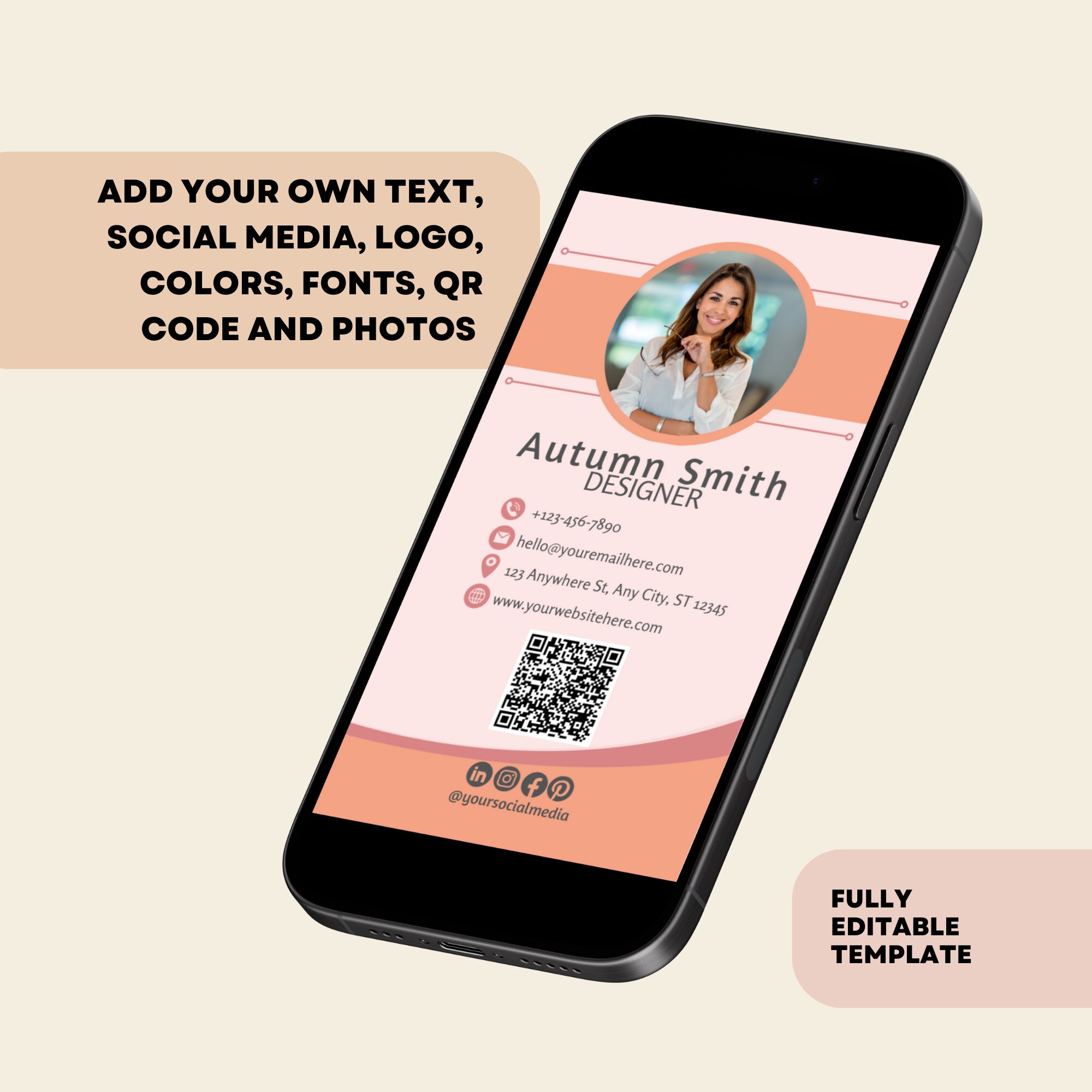 Designer Business Card, QR Code Digital Business Card Template, Save My ...