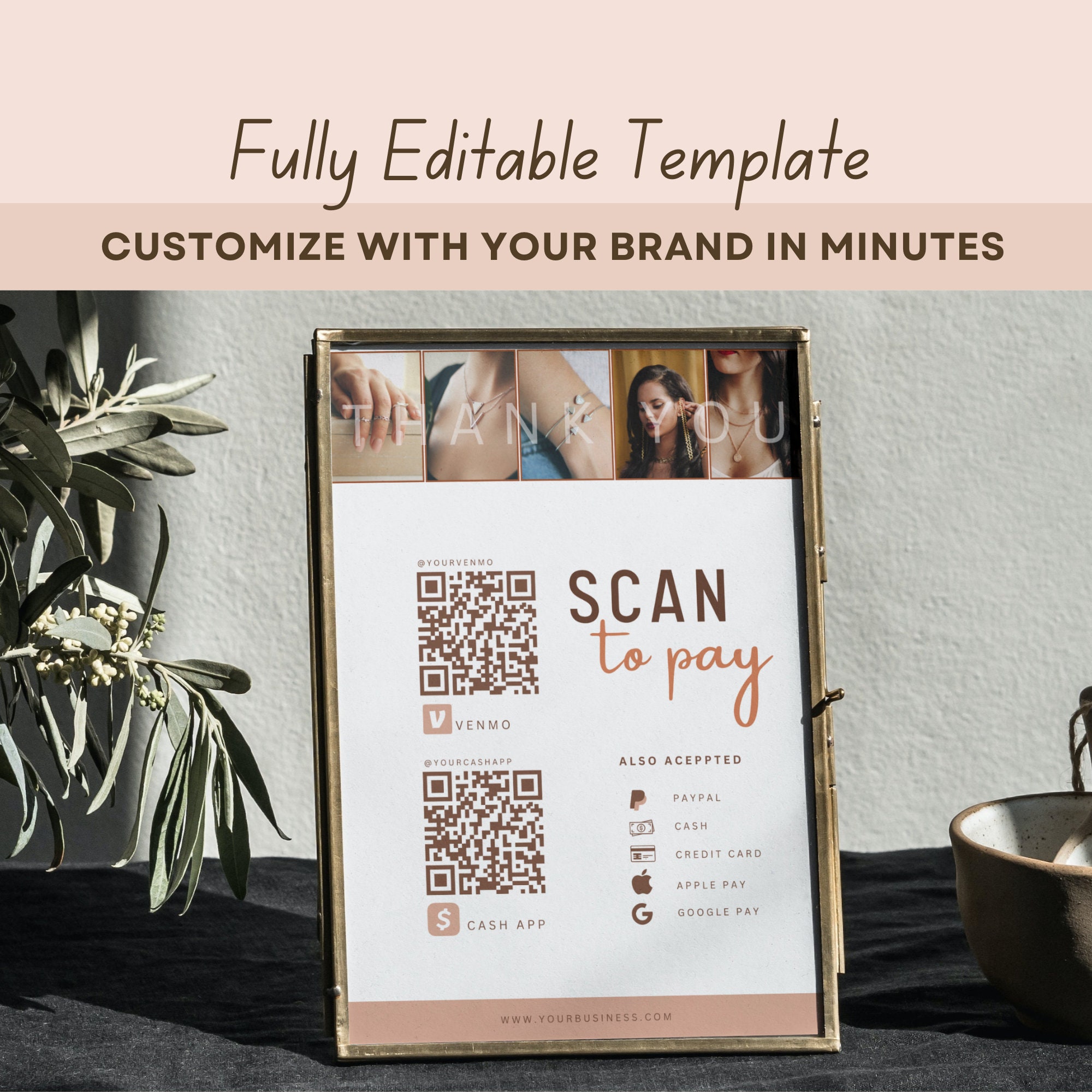 Jewelry Scan to Pay Sign, QR Code Sign, Printable Payment Sign, Scan to ...