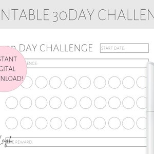 30 DAY CHALLENGE, PRINTABLE, Goal Setting, Progress Tracker, Habit ...