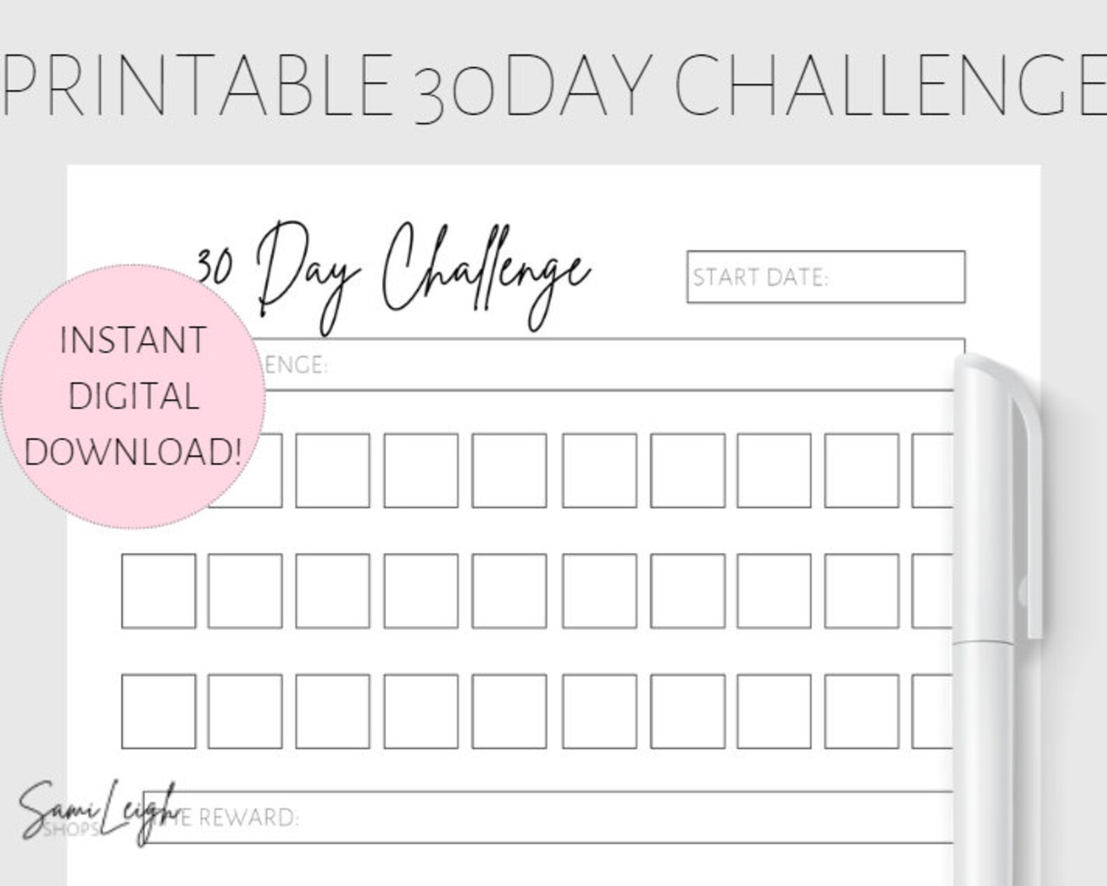 30 DAY CHALLENGE, PRINTABLE, Goal Setting, Progress Tracker, Habit ...