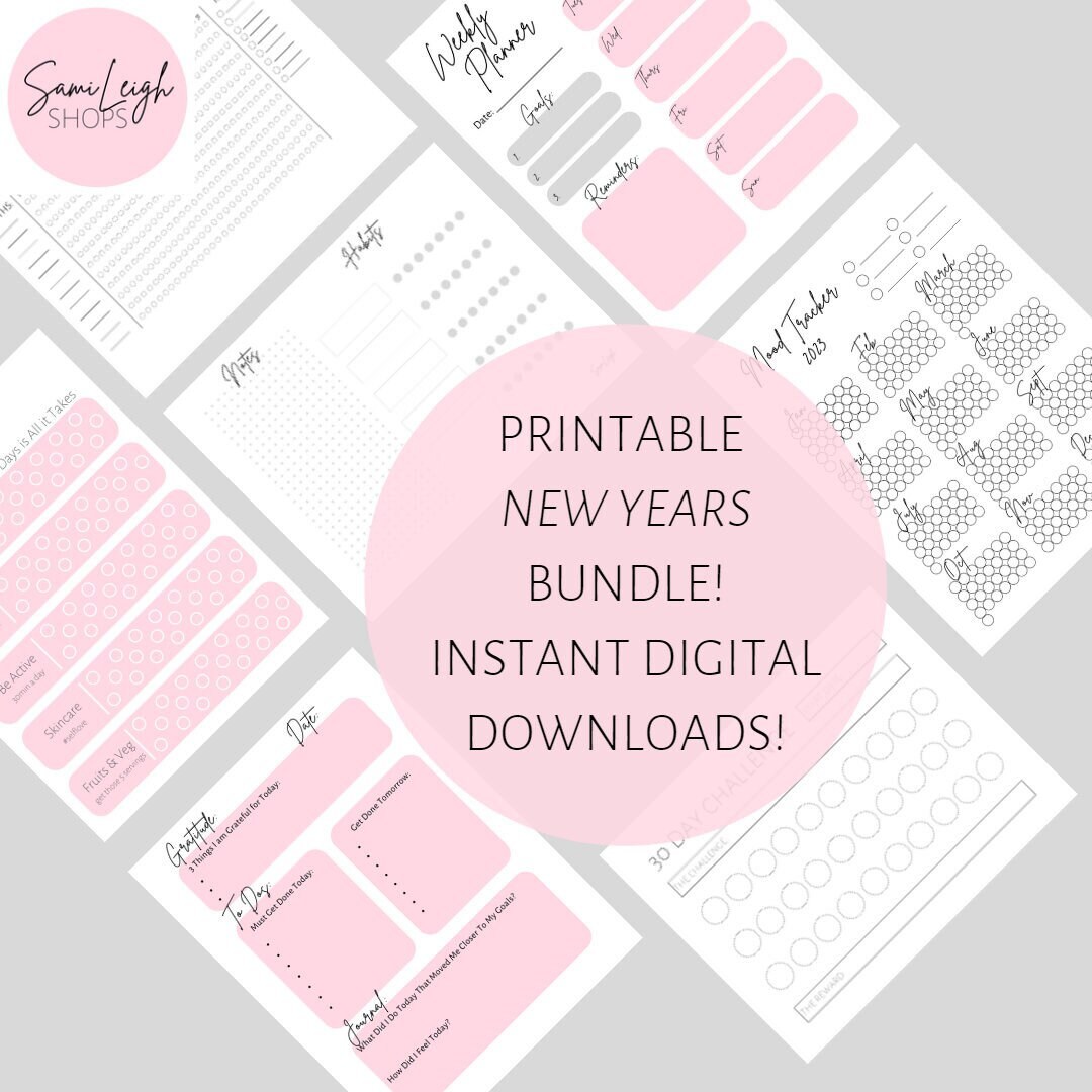 NEW YEARS BUNDLE, 2023, Printable, Digital Download, Habit Tracker ...