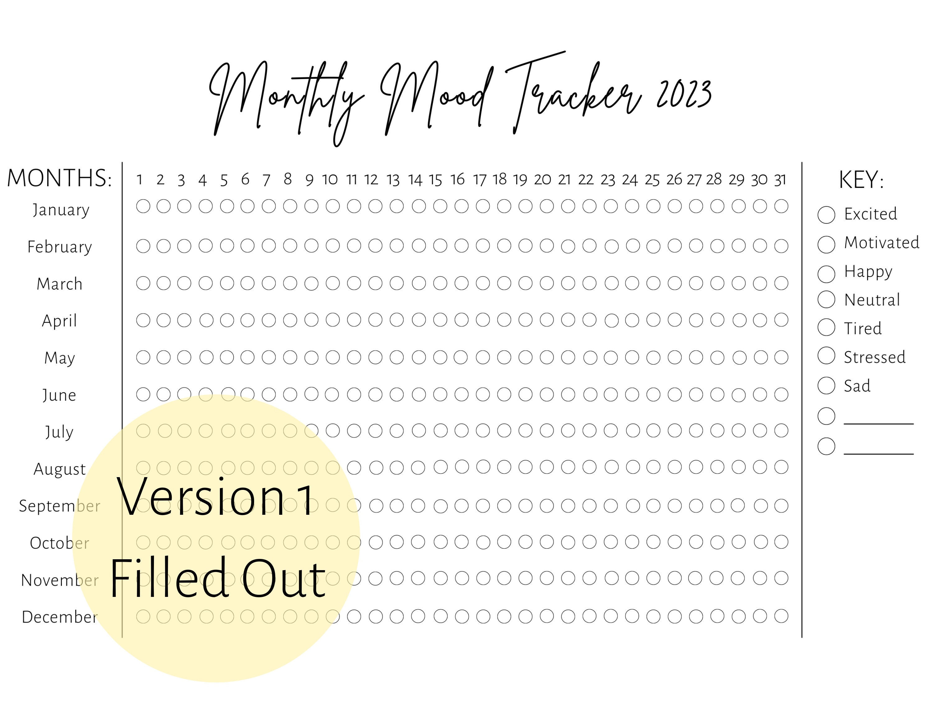 MOOD TRACKER PRINTABLE, Customize, Mood Calendar, Kids, Yearly Calendar ...