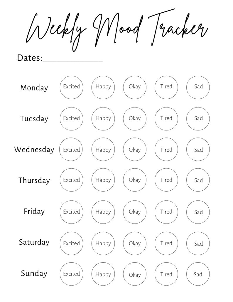 Printable Mood Tracker: Yearly Feelings Chart (downloadable) - Etsy