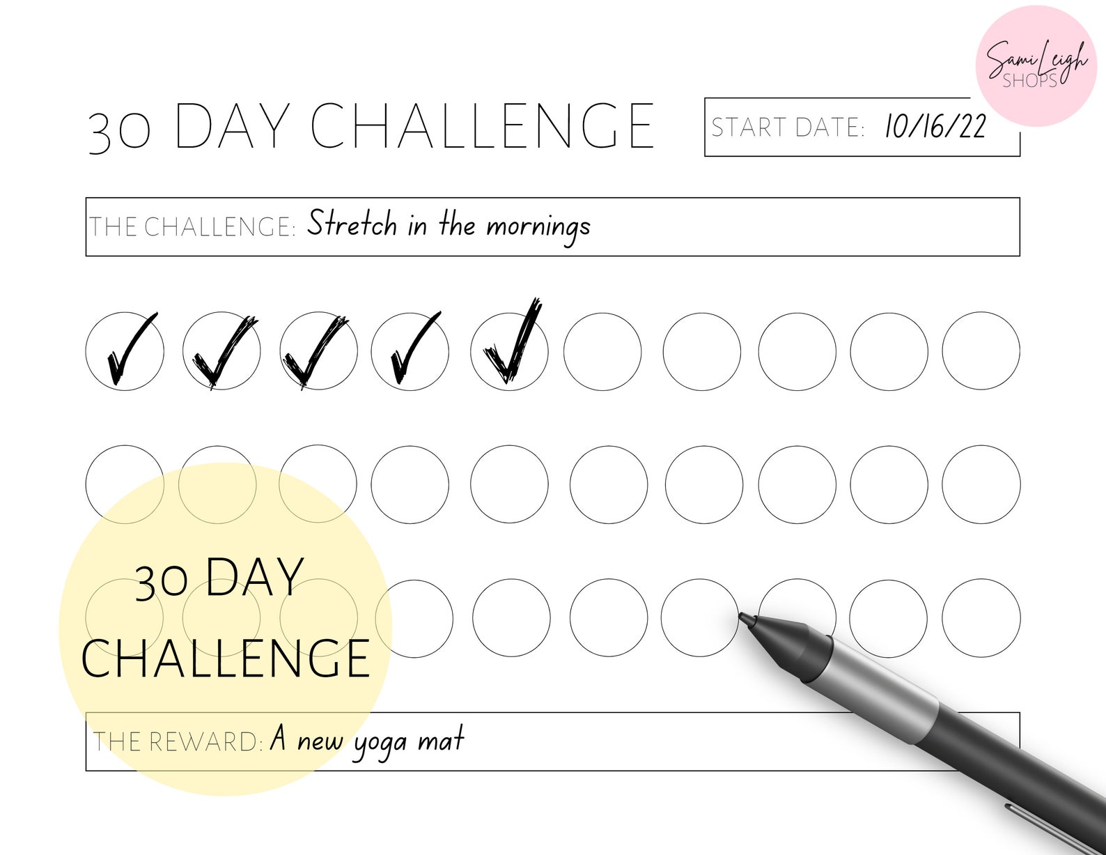 30 DAY CHALLENGE, PRINTABLE, Goal Setting, Progress Tracker, Habit ...