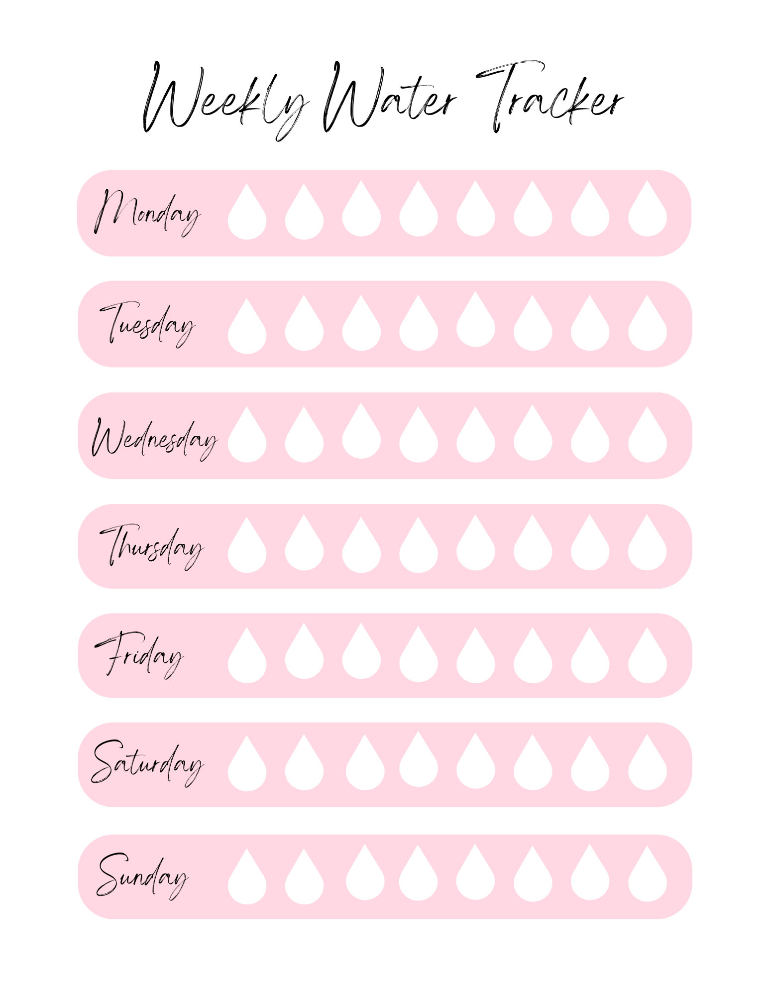 Printable Weekly Hydration Tracker: Health & Wellness (digital Download ...