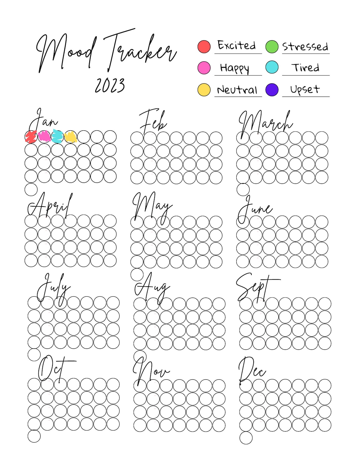 MOOD TRACKER PRINTABLE, Customize, Mood Calendar, Kids, Yearly Calendar ...
