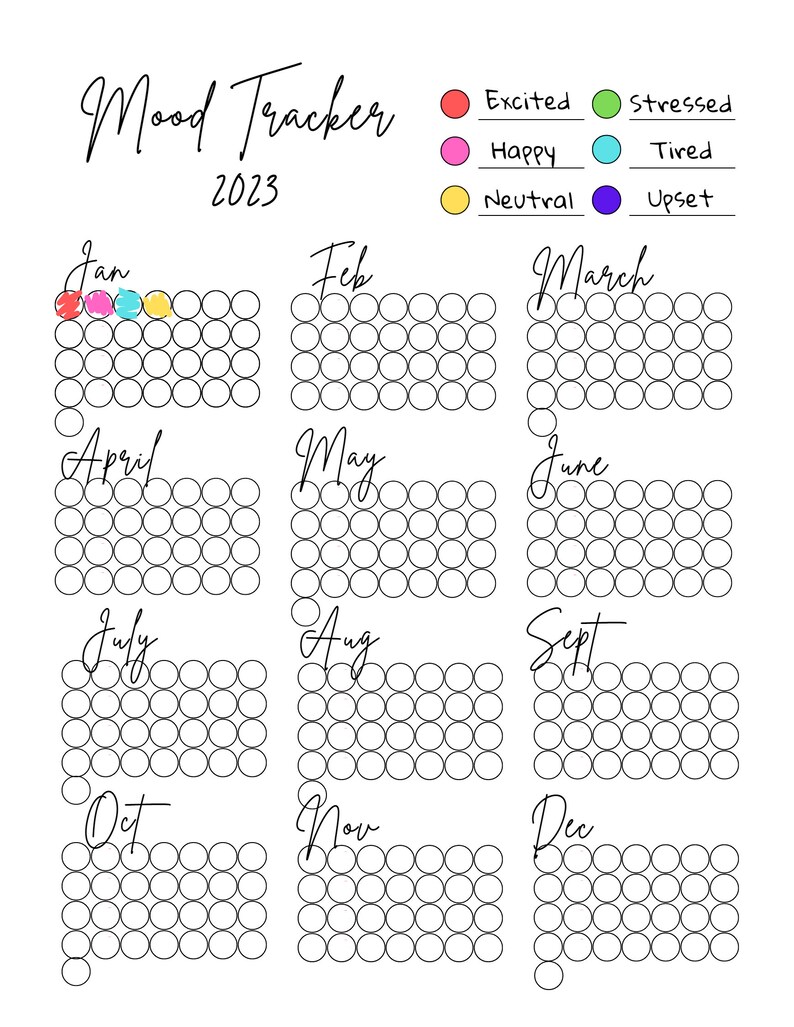 MOOD TRACKER PRINTABLE, Customize, Mood Calendar, Kids, Yearly Calendar ...