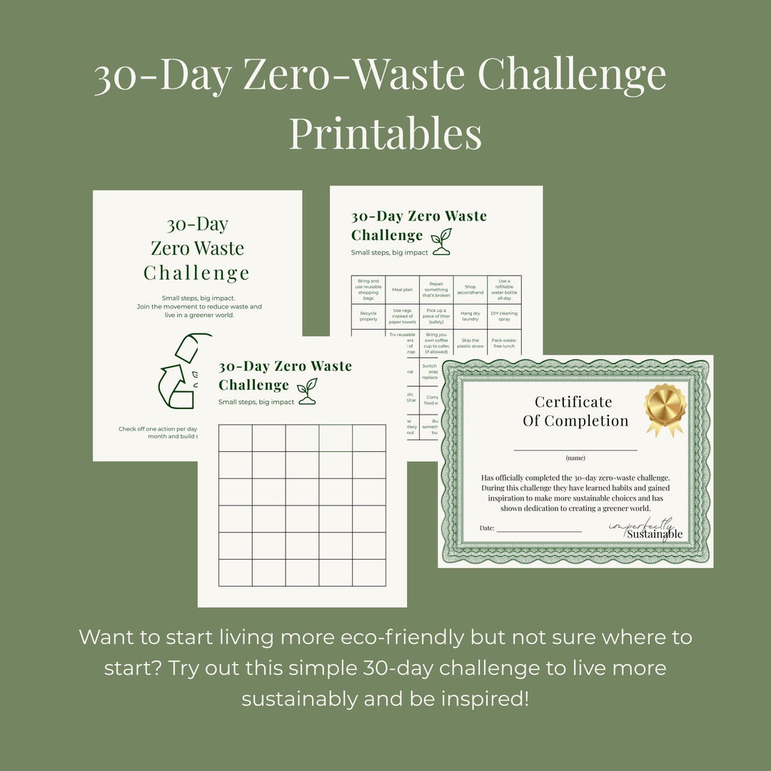 30-day Zero Waste Challenge Tracker: Eco-friendly Habit Builder (PDF ...