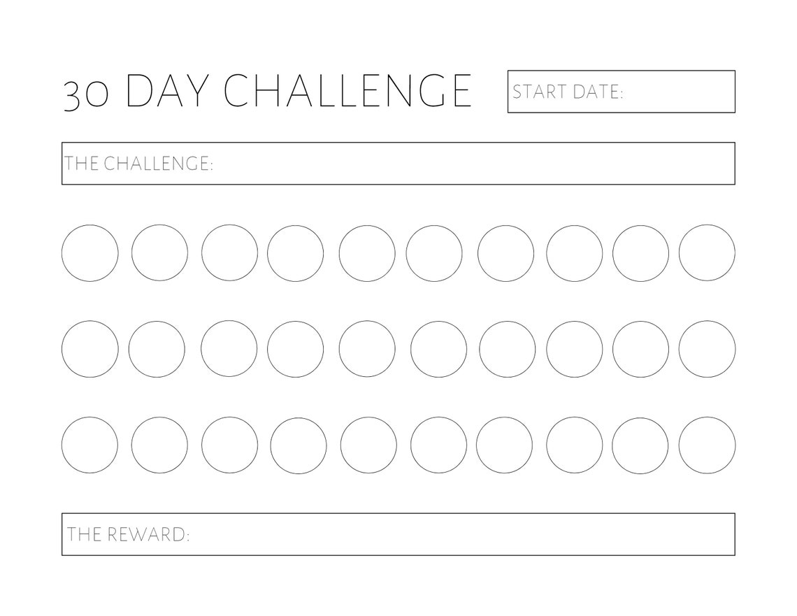 30 DAY CHALLENGE, PRINTABLE, Goal Setting, Progress Tracker, Habit ...